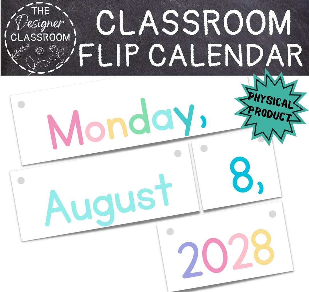 CLASSROOM FLIP CALENDAR | Pastel Rainbow | Calendar Set | Classroom ...