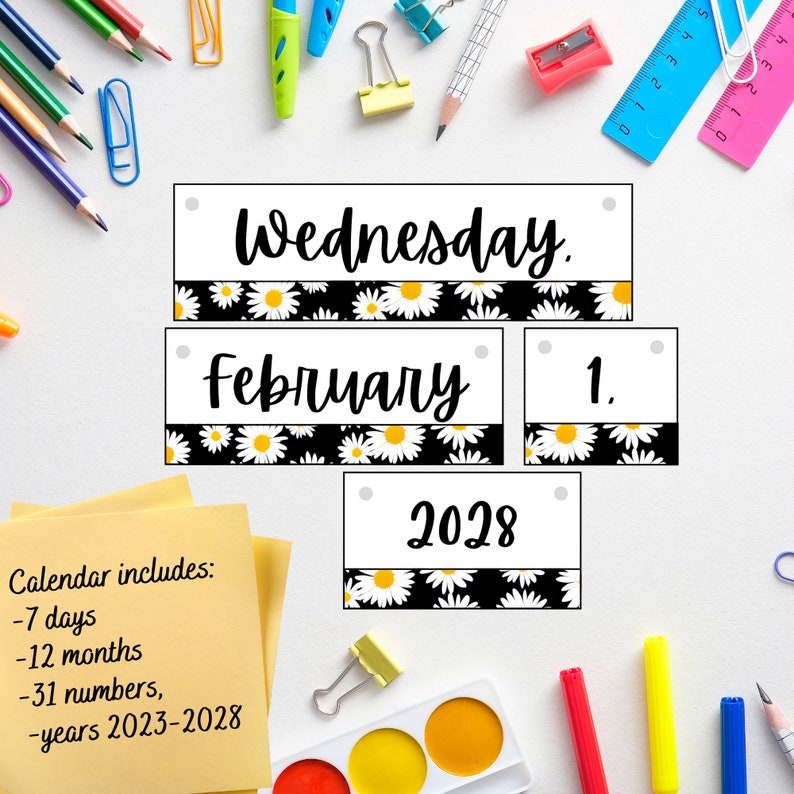 CLASSROOM FLIP CALENDAR Daisy Classroom Calendar Set - Etsy