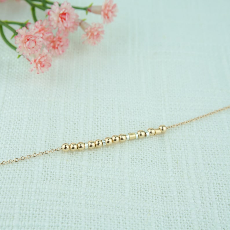 Gold Filled Squad Morse Code Hidden Message Necklace or Bracelet Personalized Friend Sister Gift ...