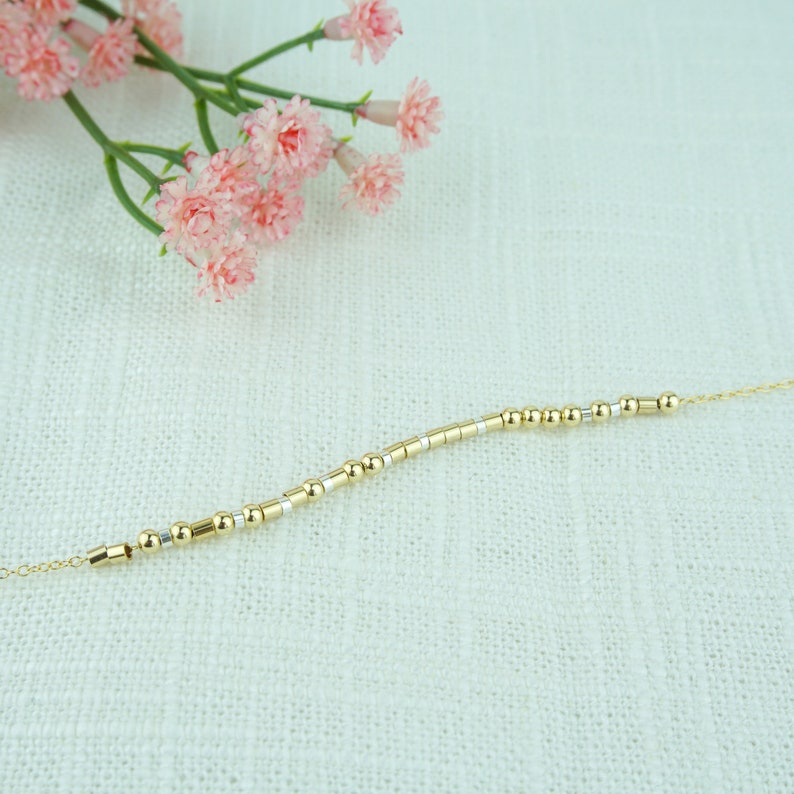 Gold Filled Squad Morse Code Hidden Message Necklace or Bracelet ...
