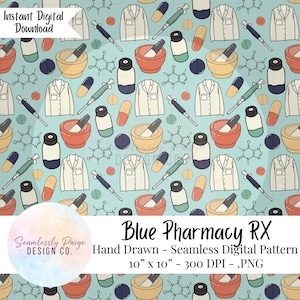 Seamless Pattern PNG Pharmacy Medical Healthcare Digital Paper for ...