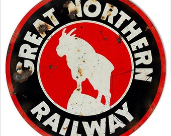 VINTAGE ANTIQUE Style Metal Sign Great Northern Railway 24 Round - Etsy