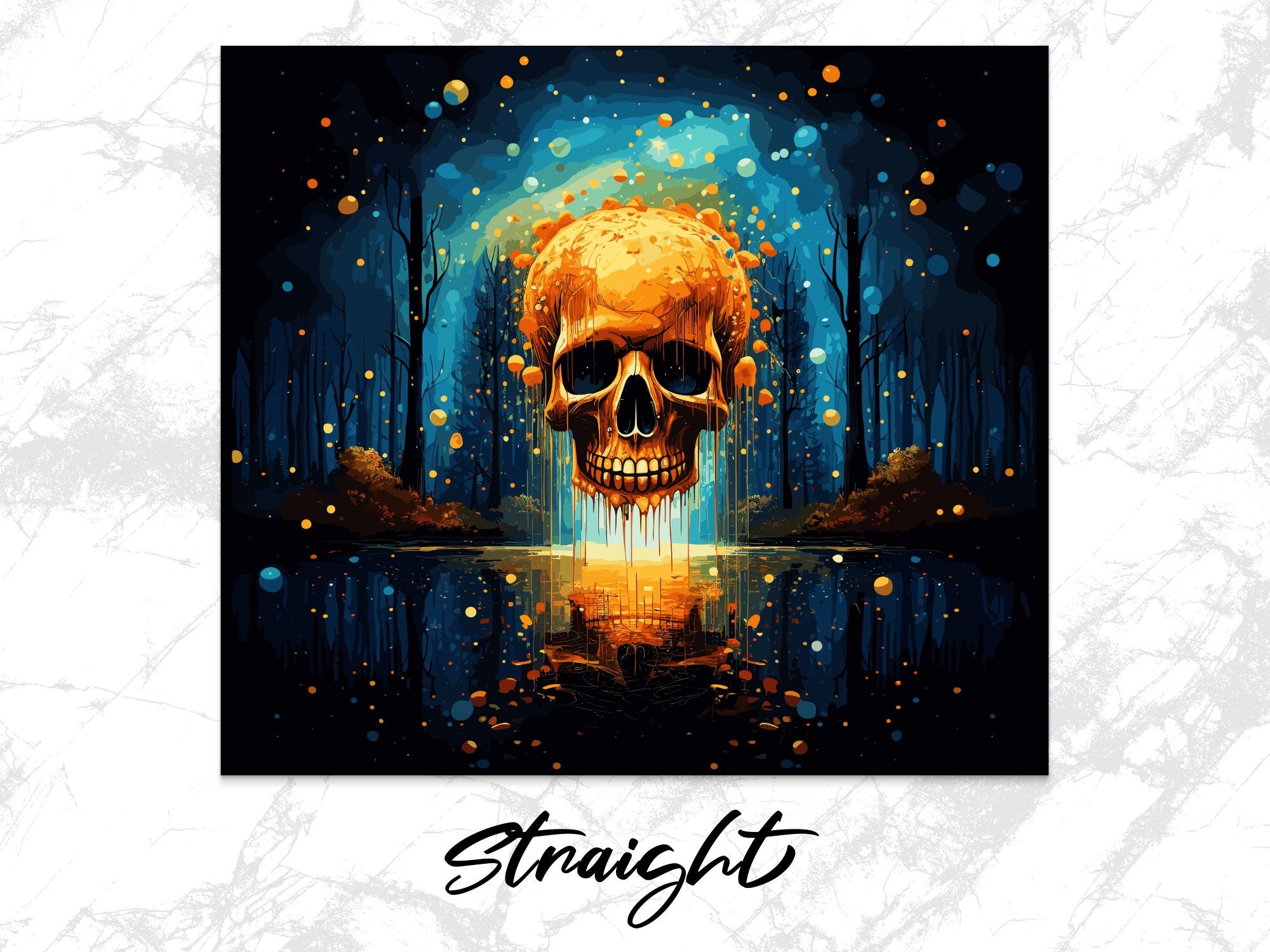 Dripping Wet Skull Over Water Forest Spooky Halloween Creep Art ...