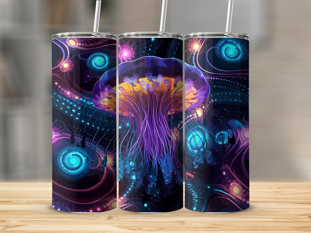 Psychedelic Trippy Jellyfish Neon Glowing Bioluminescence Abstract ...