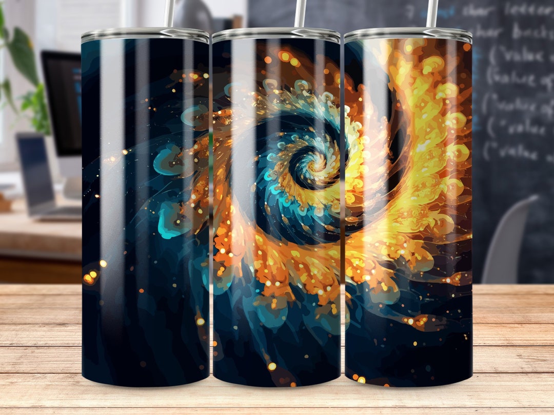 Psychedelic Trippy Glowing Abstract Fractal Pattern Floral Art 20oz ...
