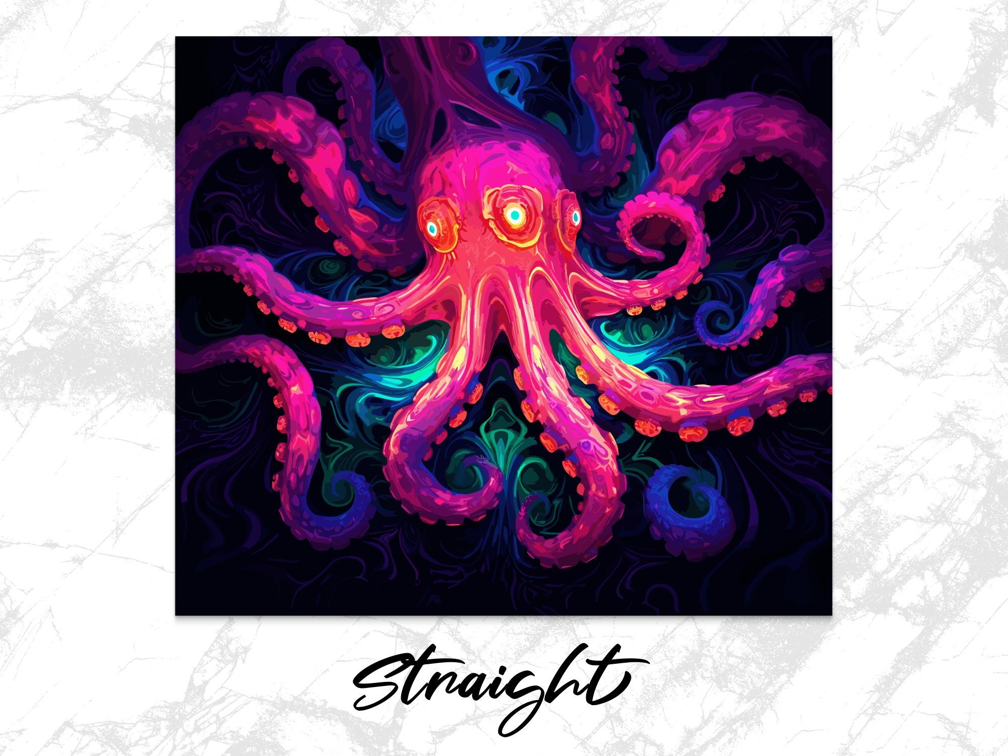 Psychedelic Trippy Octopus Neon Glowing Bioluminescence Abstract ...