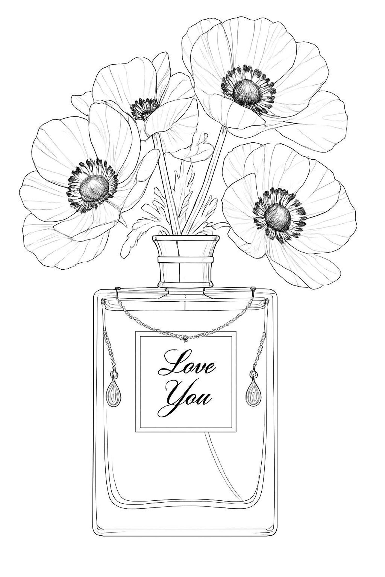Floral Coloring Pages - 5 Pages - Etsy