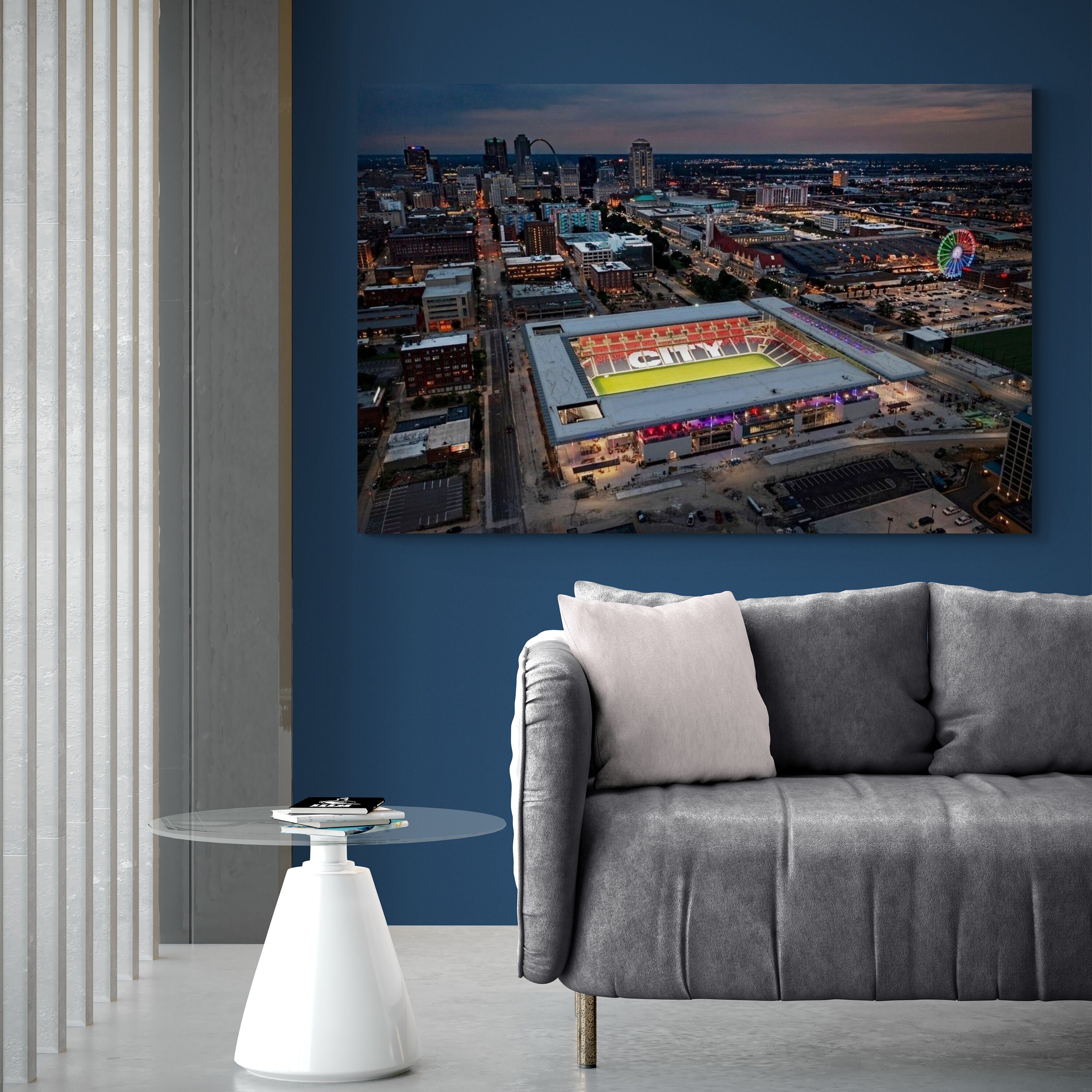 St. Louis SC Stadium| St. Louis Midtown Skyline| MLS| Canvas Wall Art ...