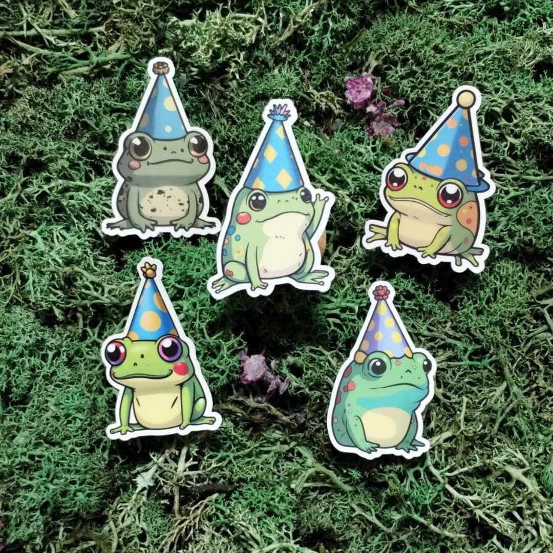 Party Frogs Vinyl Sticker Set: Festive Frog Decals - Etsy