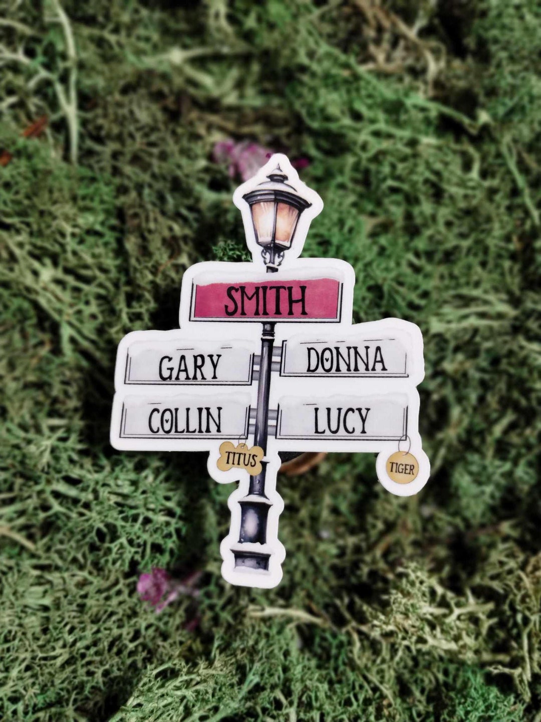 Personalized Lamp Sign Post Family Names Sticker, Christmas, Last Name ...