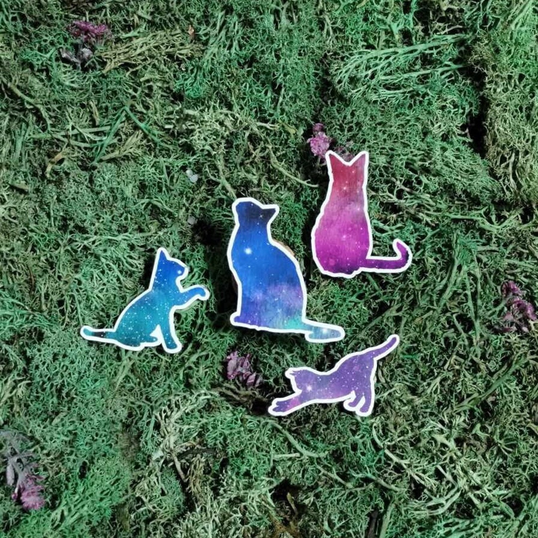 Galaxy Cat Silhouette Stickers - Set of 4 | Cosmic Cats | Die Cut ...