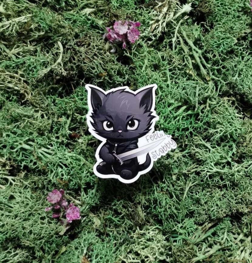 Feeling Stabby Black Cat Sticker - Etsy