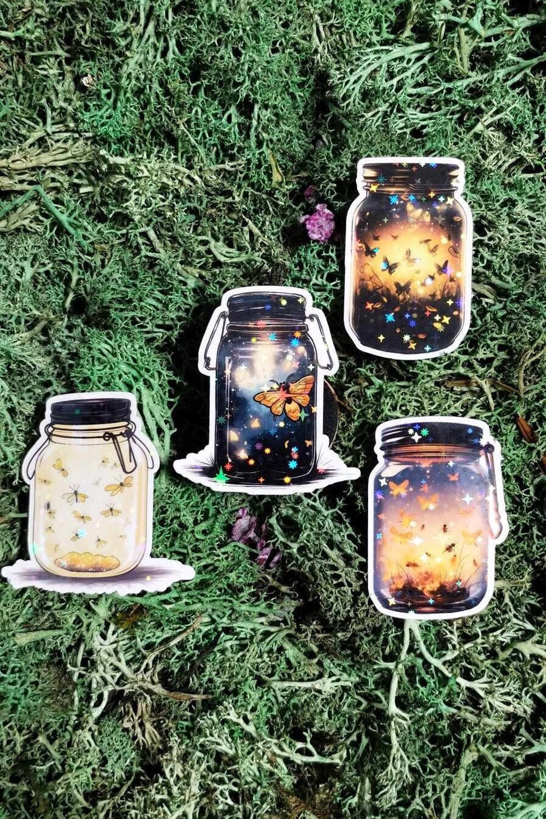 Mason Jar Firefly Stickers | Moth in a Glass Jar Decal | Die Cut ...