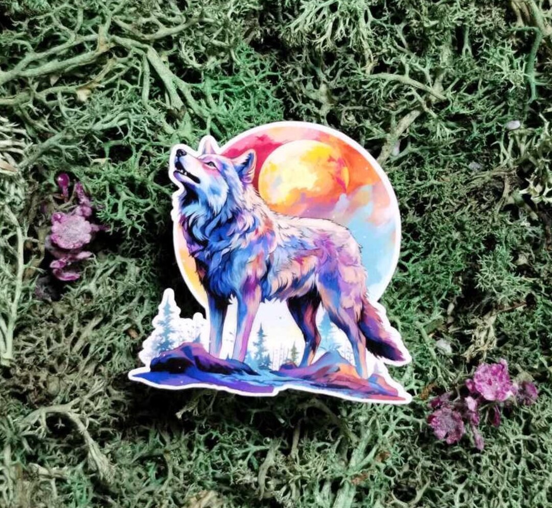 Wolf Howling at Moon Vinyl Sticker: Laptop, Tumbler, Journal - Etsy