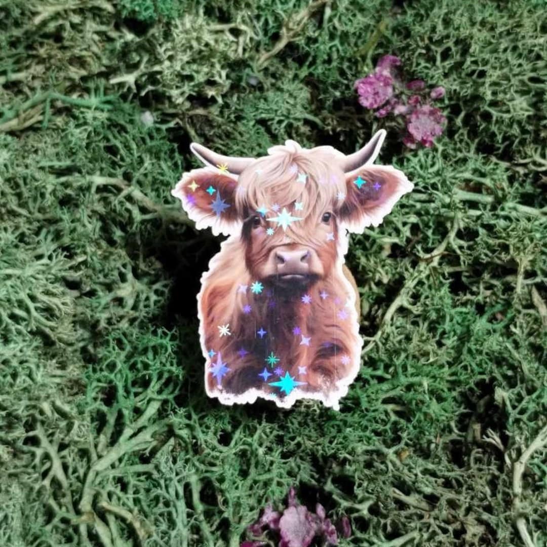 Adorable Highland Cow Vinyl Sticker, Highland Cow Sticker, Cute Farm ...
