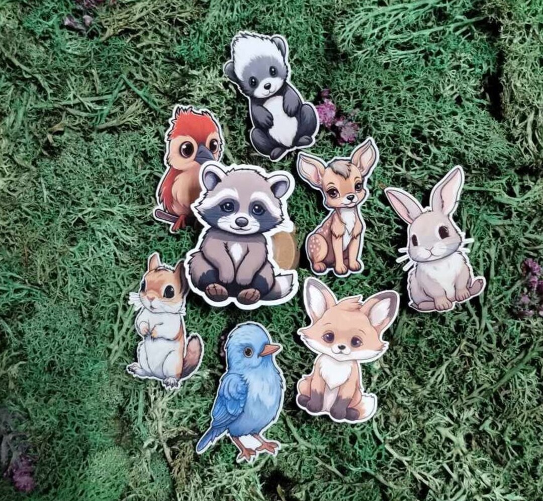 Baby Forest Animals Vinyl Sticker Set - Nature's Cutest Creatures ...