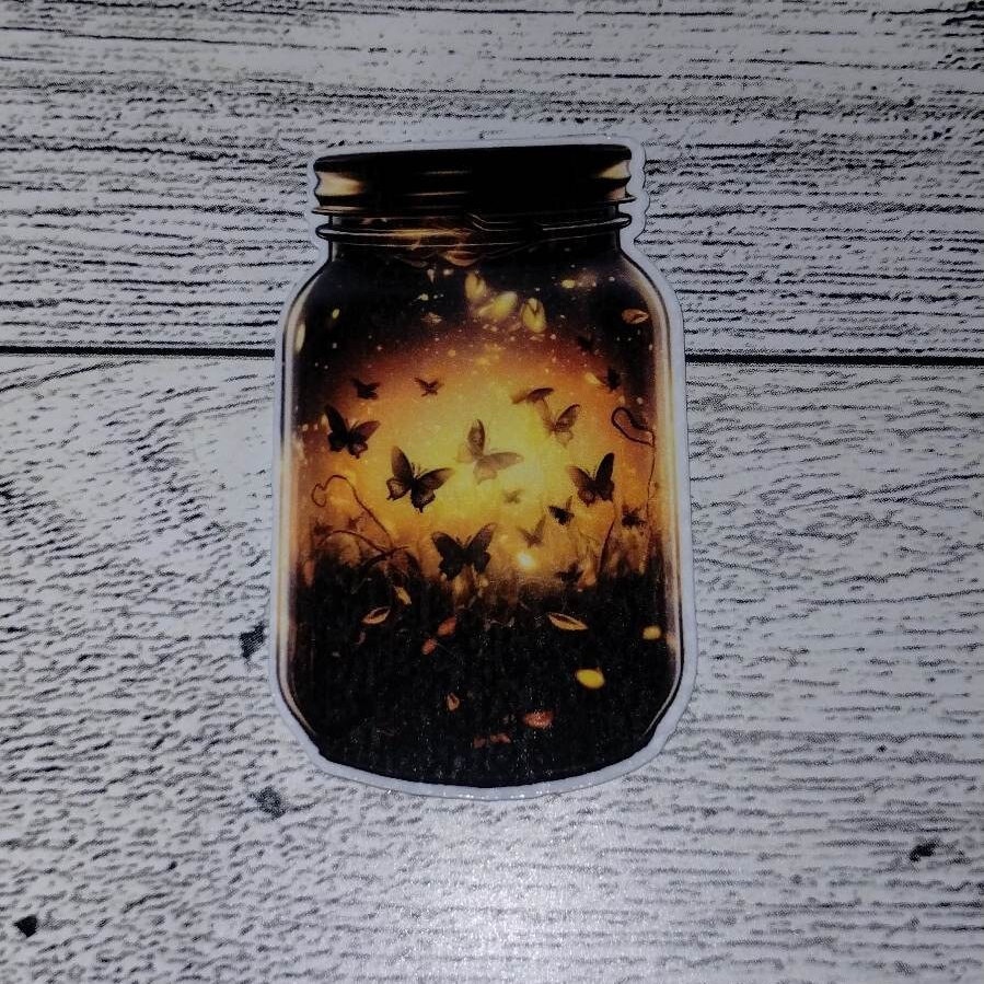 Mason Jar Firefly Stickers Moth in a Glass Jar Decal Die Cut Sticker ...