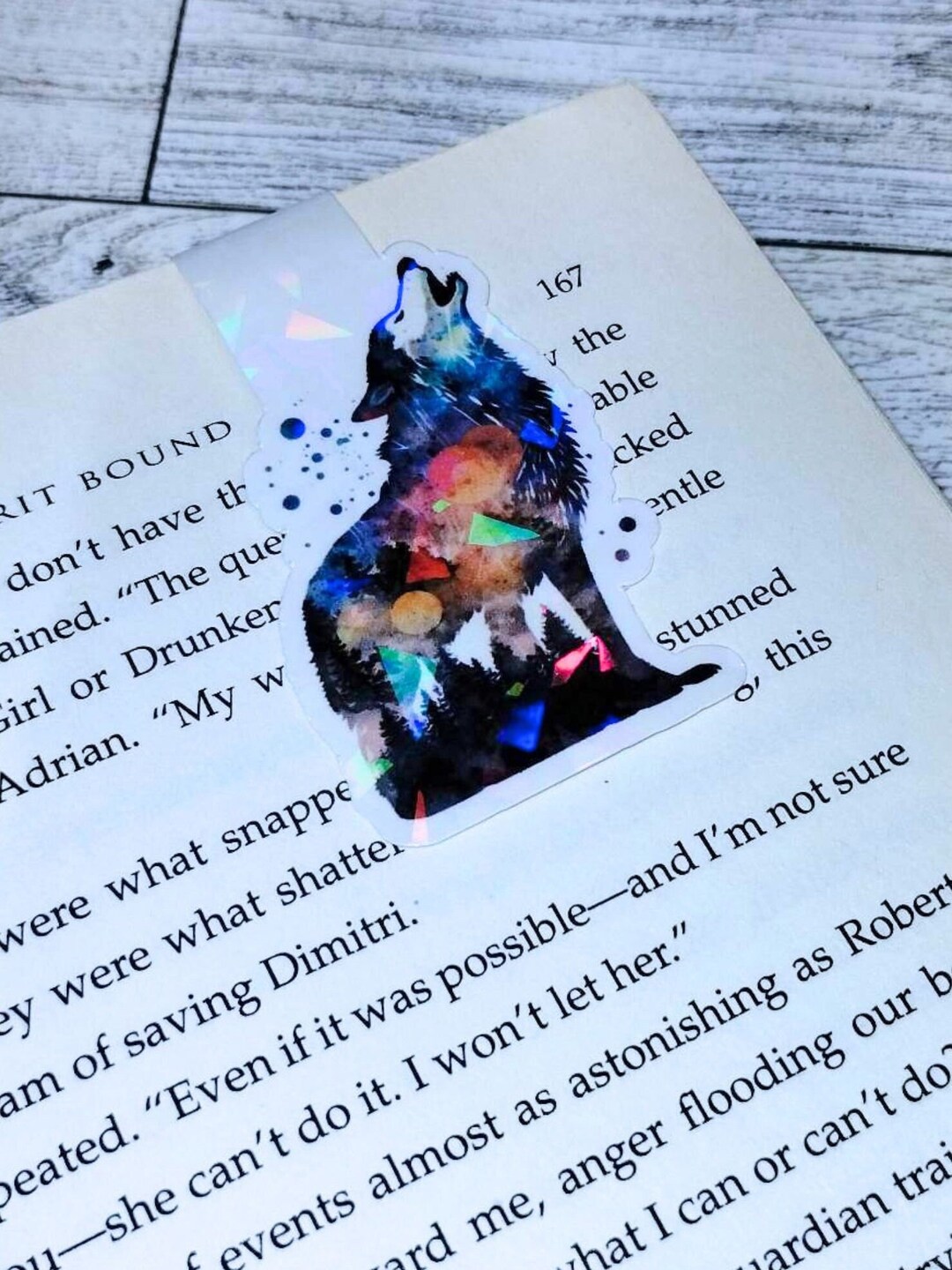 Howling Wolf Magnetic Bookmark Colorful Wolf Bookmark - Etsy