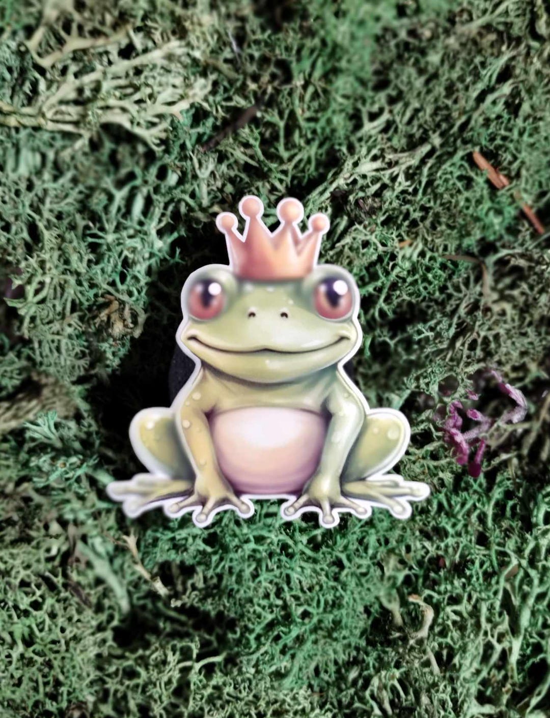 Adorable Frog Prince Crown Sticker | Cute Froggy Royalty Decal | Frog ...