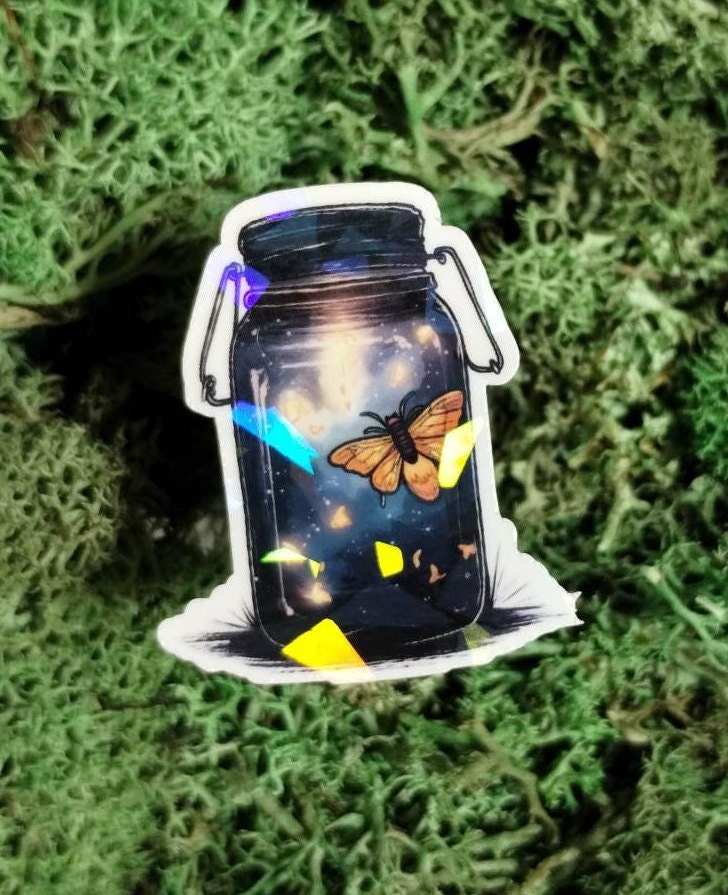 Mason Jar Firefly Stickers Moth in a Glass Jar Decal Die Cut Sticker ...