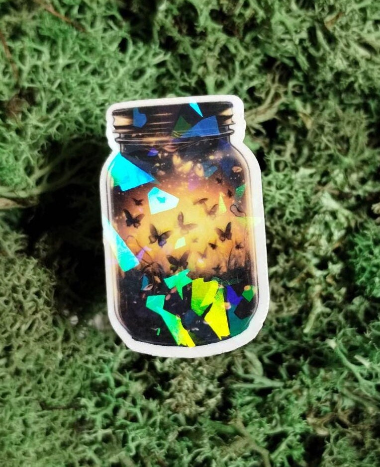 Mason Jar Firefly Stickers Moth in a Glass Jar Decal Die Cut Sticker ...