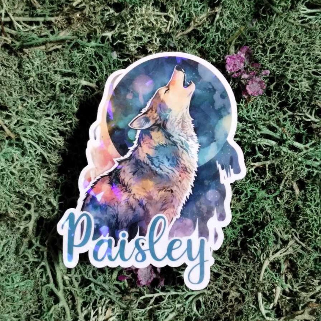 Personalized Wolf Howling at Moon Vinyl Sticker - Custom Name Decal - Etsy