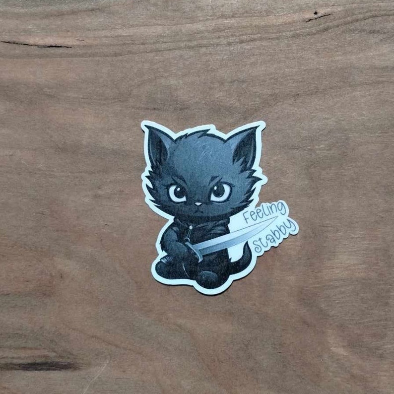 Feeling Stabby Black Cat Sticker - Etsy