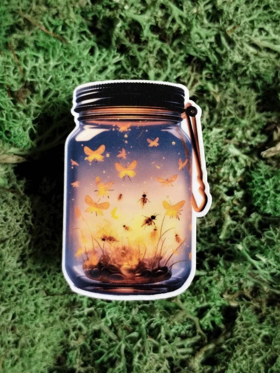 Mason Jar Firefly Stickers Moth in a Glass Jar Decal Die Cut Sticker ...
