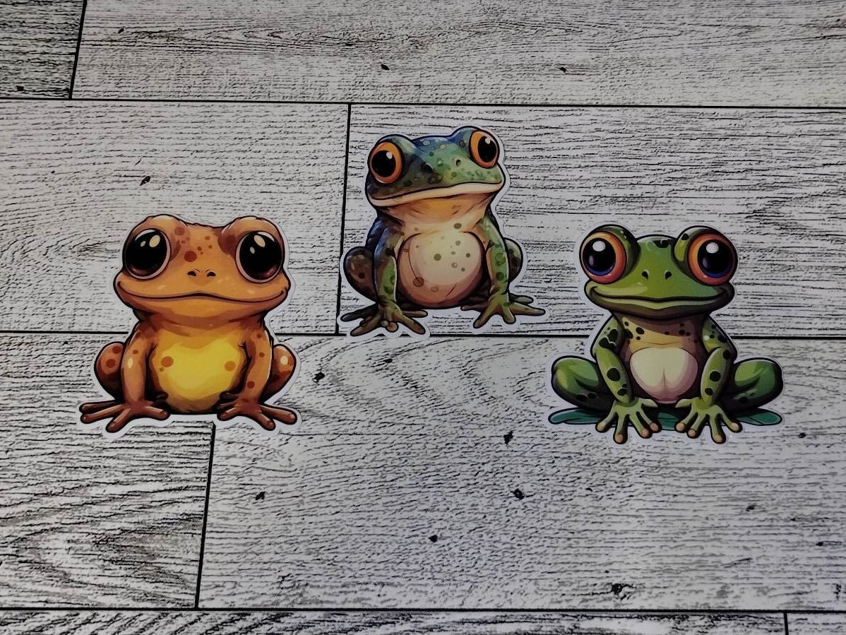 Set of 3 Adorable Frog Stickers Tree Frog Sticker Die Cut Sticker ...