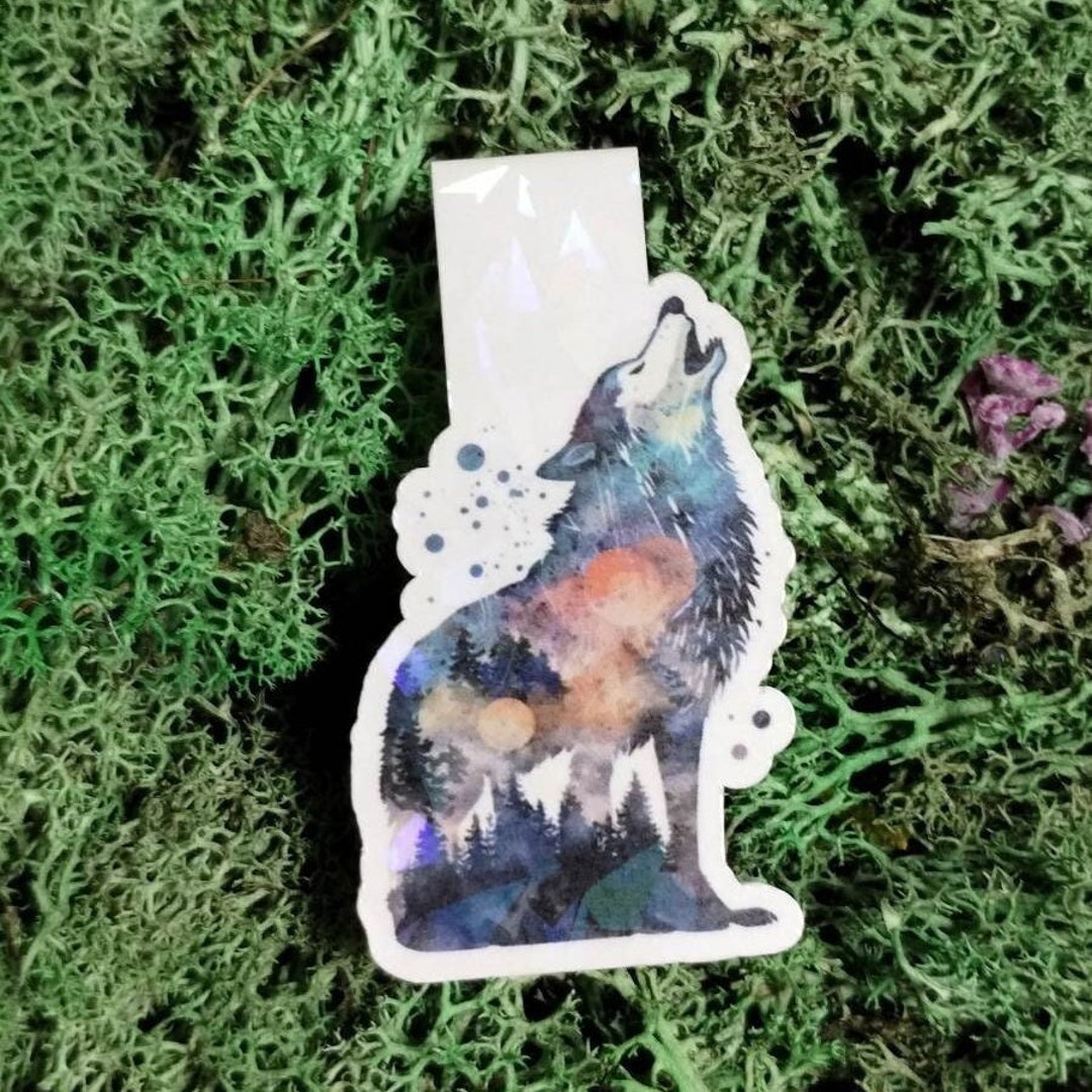 Howling Wolf Magnetic Bookmark, Colorful Wolf Bookmark - Etsy