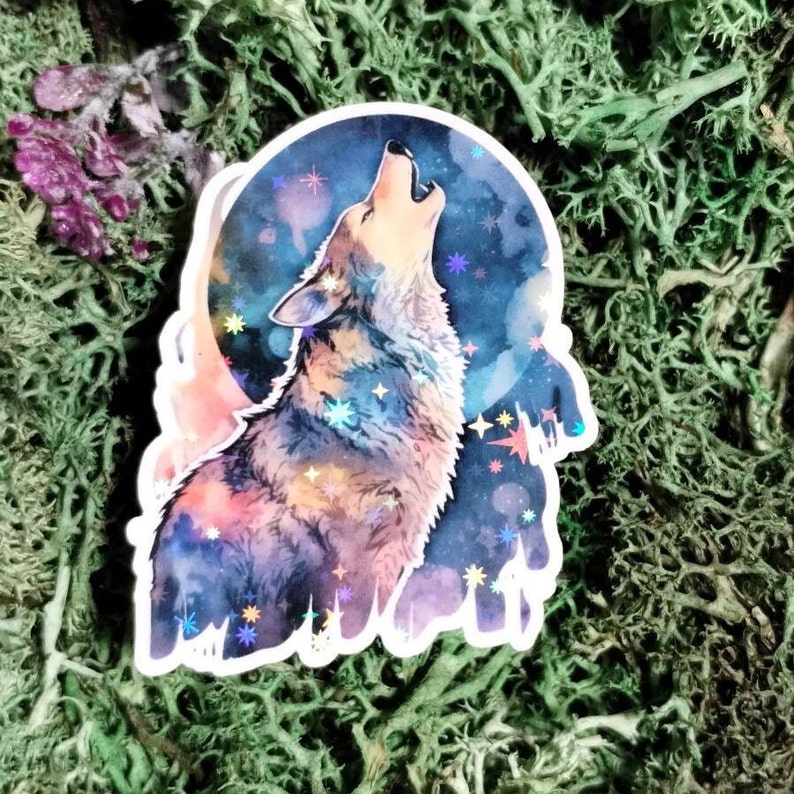 Wolf Howling at the Moon Sticker Vinyl Sticker Die Cut - Etsy