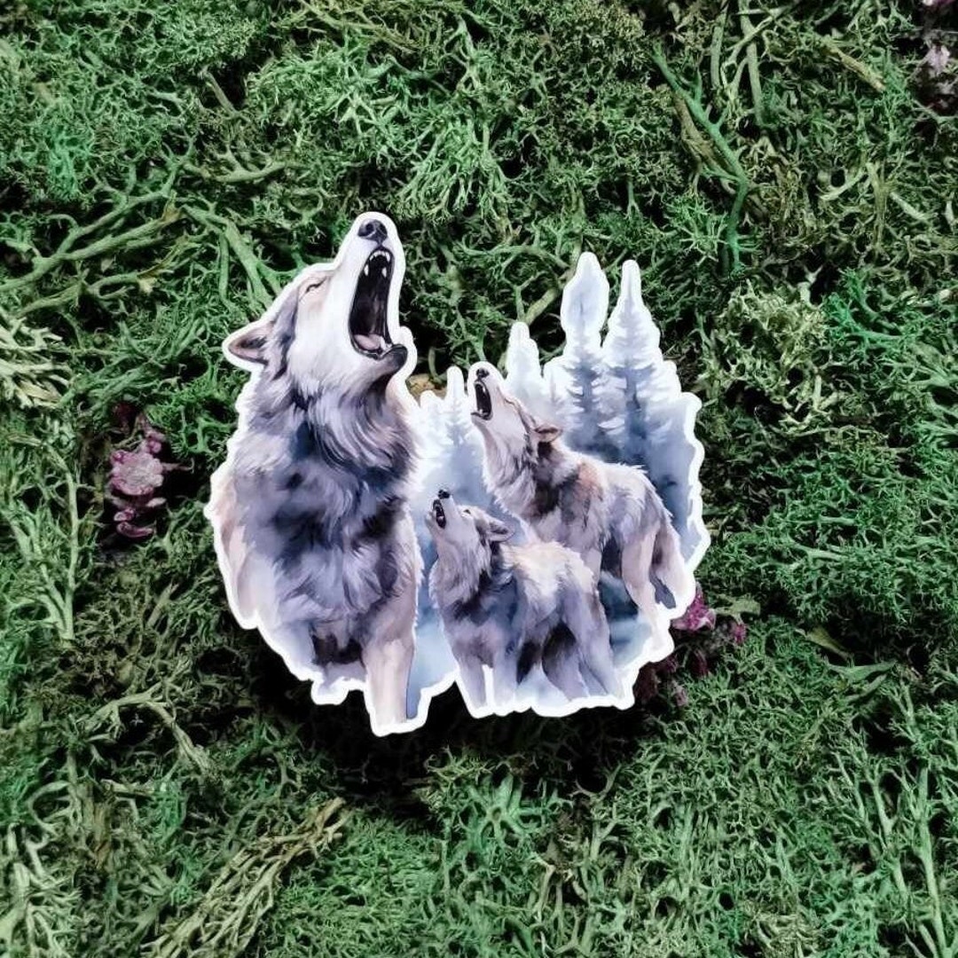 Howling Wolf Pack Vinyl Sticker, Wolf Pack, Moon, Howling Wolves, Vinyl ...