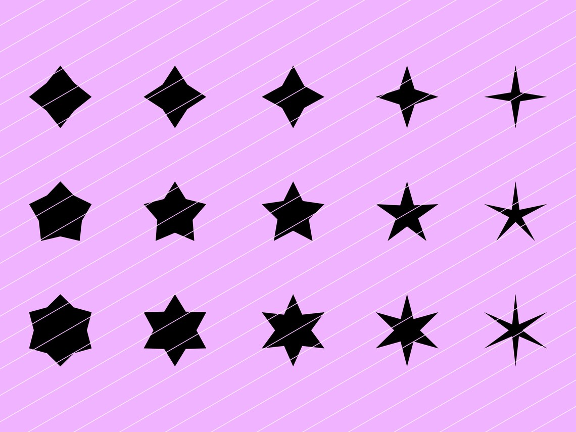 Stars SVG Bundle, Star DXF, Star Svgs, Stars Multiple Sizes, 4 Pointed ...