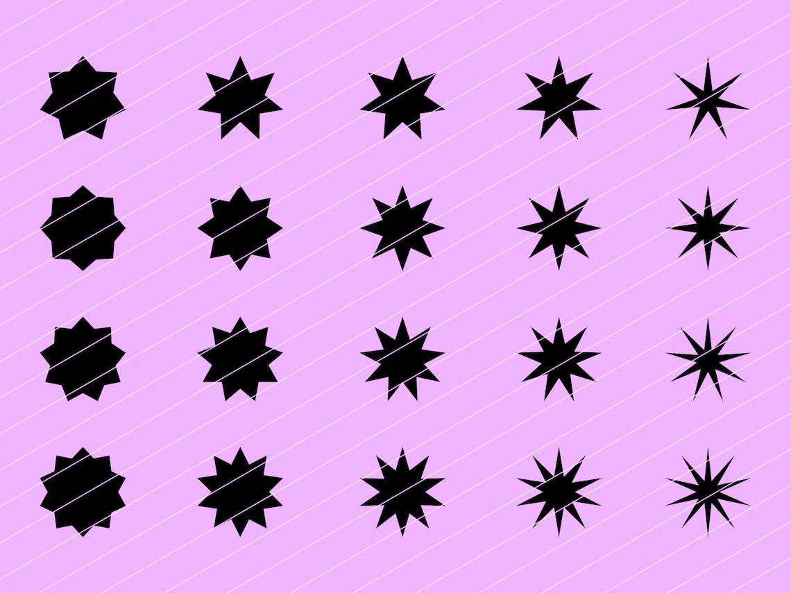 Stars SVG Bundle, Star DXF, Star Svgs, Stars Multiple Sizes, 4 Pointed ...