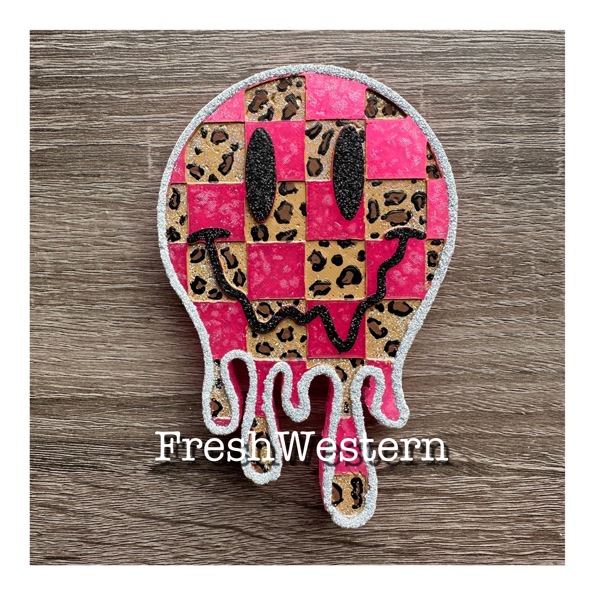 Cheetah Print Drip Smiley Face Freshie - Etsy
