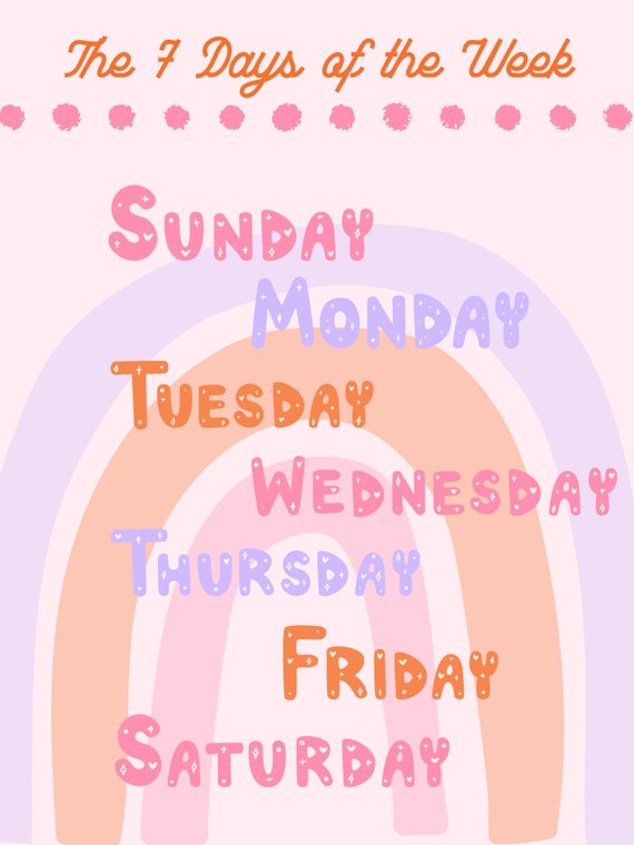 The 7 Days of the Week Poster Print Digital File - Etsy