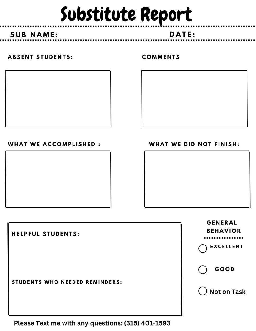 Substitute Report - Etsy