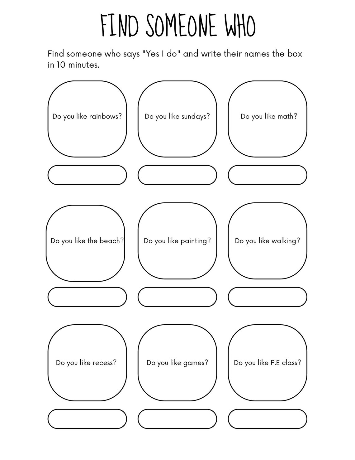 Classroom Ice Breaker Activity Worksheet Etsy
