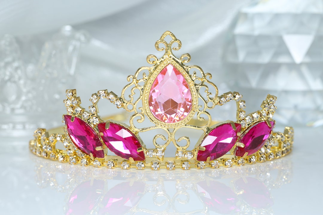Pink-crown-princess-tiara Fairy-tiara Birthday Halloween Gold Crown ...