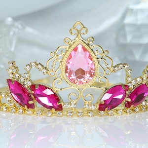 Pink-crown-princess-tiara Fairy-tiara Birthday Halloween Gold Crown ...