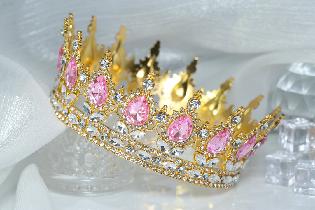 Round Girls Crown Queen Crown Sparkling Tiara Jewelry Queen Prom ...