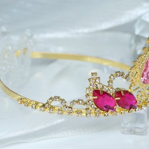 Pink-crown-princess-tiara Fairy-tiara Birthday Halloween Gold Crown ...