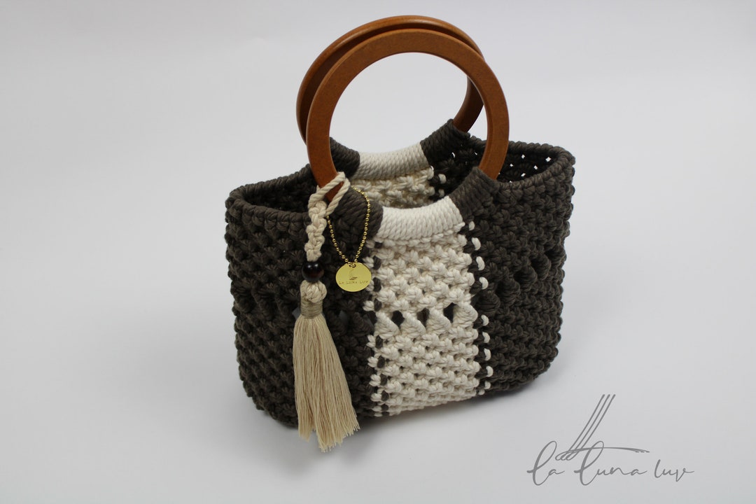 Small Bi-color Macrame Handbag Handwoven Bag Fairtrade Bag - Etsy