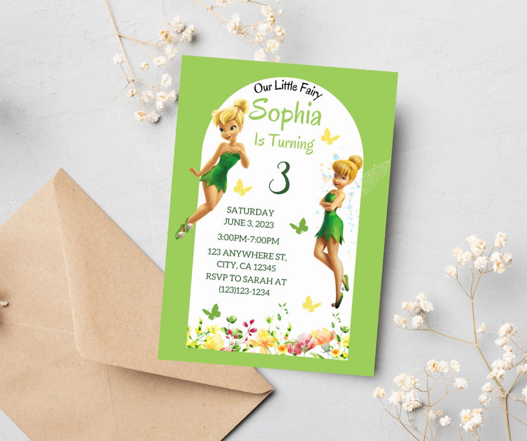 Invitación de cumpleaños de Tinkerbell descarga digital - Etsy España