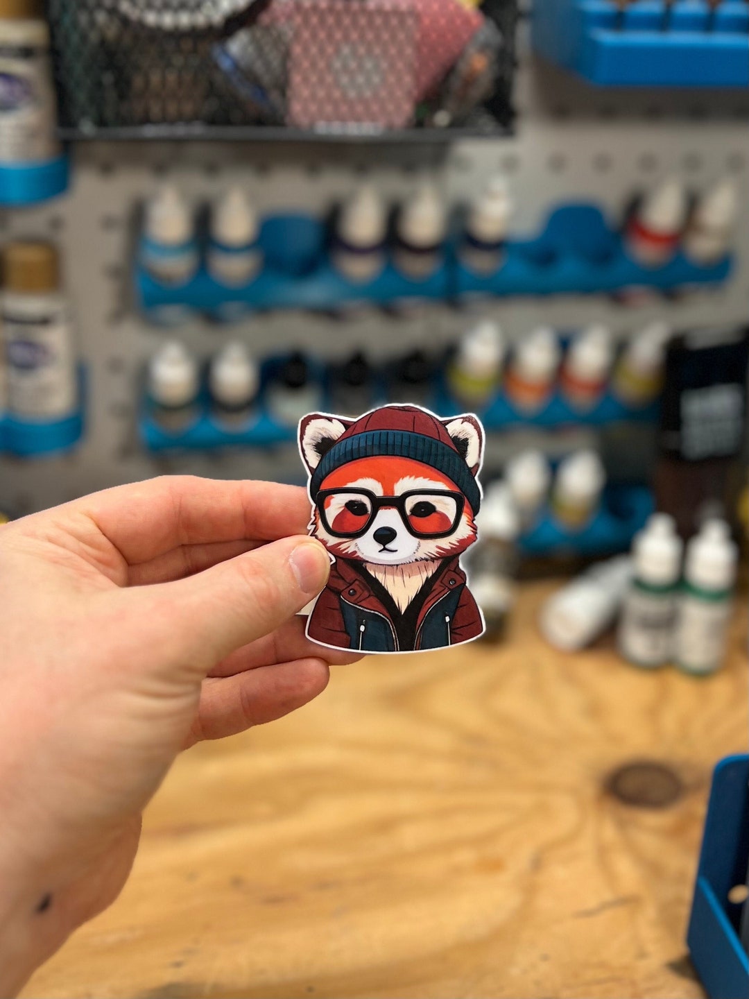 Hipster Red Panda Sticker Cute Animal With Glasses and Beanie Hat - Etsy