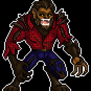 Pixel Art Wolfman Sticker - Vinyl, Decal, Laptop, Phone, Classic ...