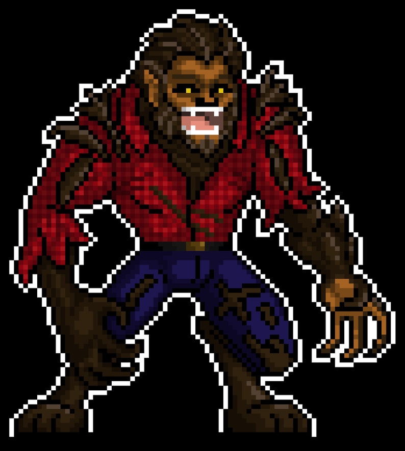 Pixel Art Wolfman Sticker - Vinyl, Decal, Laptop, Phone, Classic ...