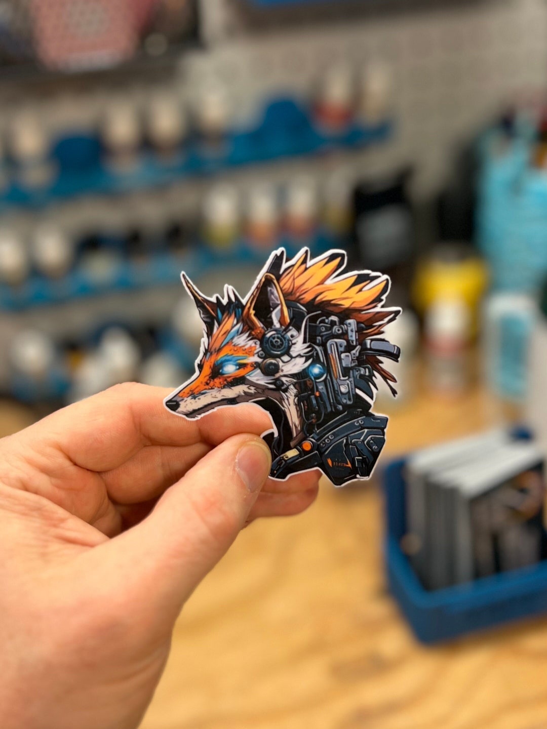 Cyberpunk Fox Sticker - Futuristic Decal for Laptops, Water Bottles ...