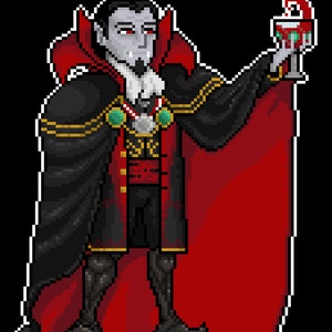 Pixel Art Dracula Sticker - Vinyl, Decal, Laptop, Phone, Classic ...