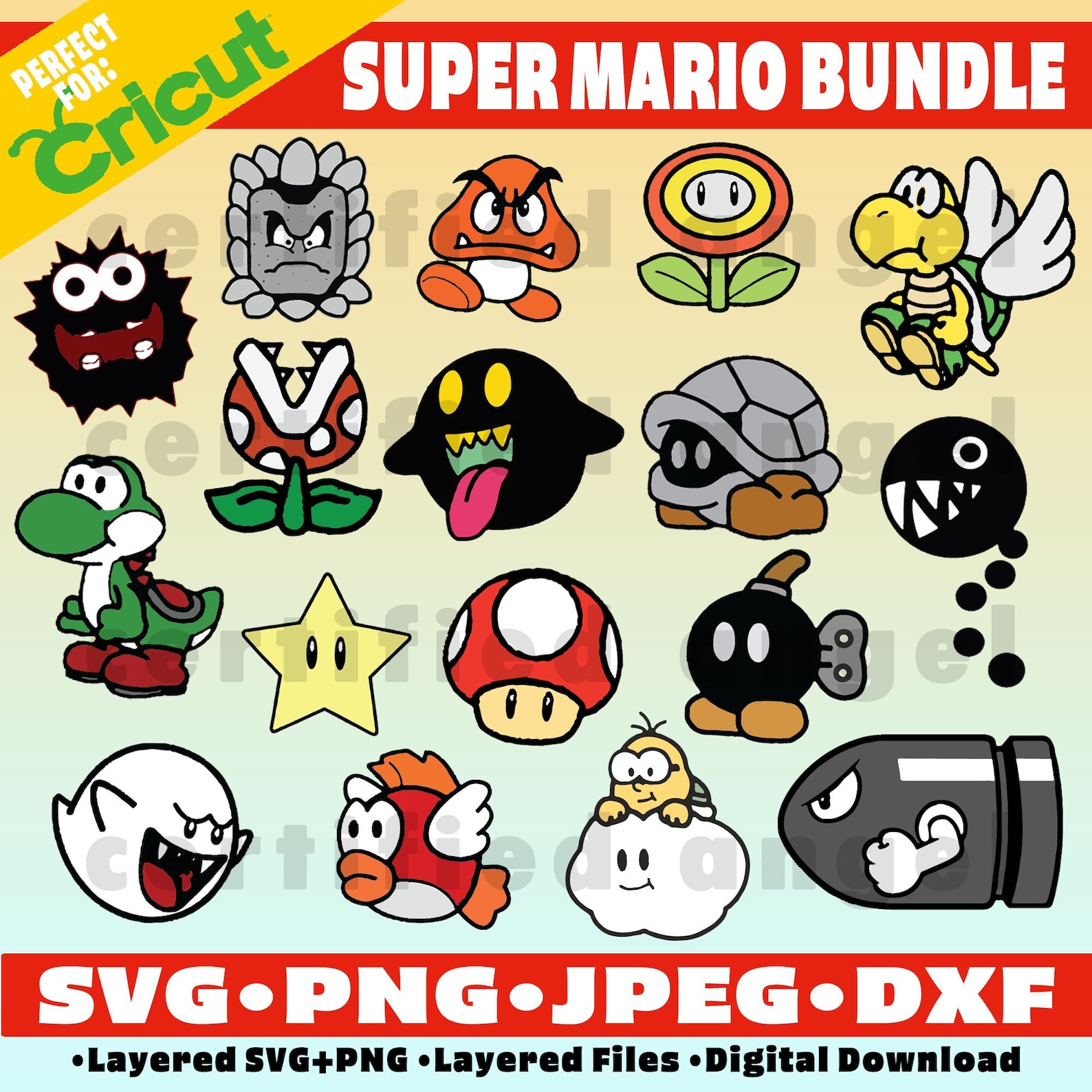 Super Mario Outline Svg Bundle, Instant Download Bundle, Mario Bros ...